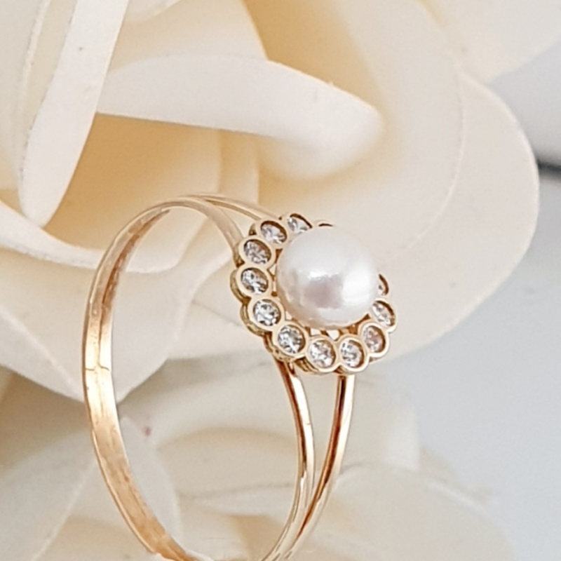 SORTIJA NIÑA PERLA Y ORO 18 KT. - Joyerias Vergara